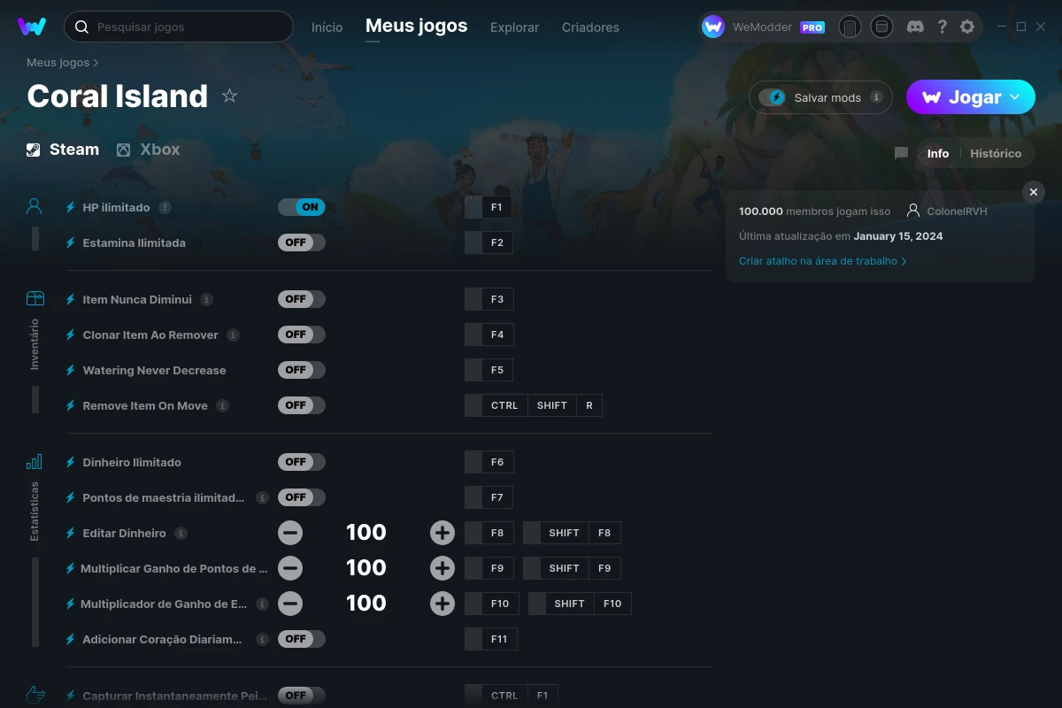 Cheats e Trainers para Coral Island no PC - WeMod