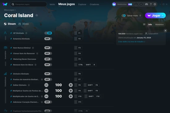 Cheats e Trainers para Coral Island no PC - WeMod