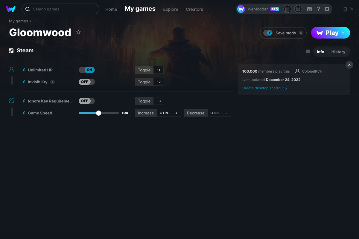 Gloomwood Cheats and Trainer for Steam - Trainers - WeMod Community