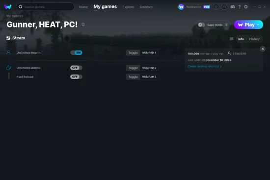 Gunner, HEAT, PC! Cheats & Trainers for PC | WeMod