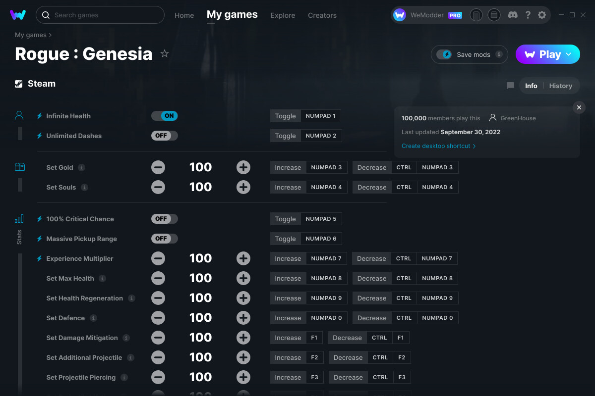 Rogue : Genesia Cheats and Trainer for Steam - Trainers - WeMod Community