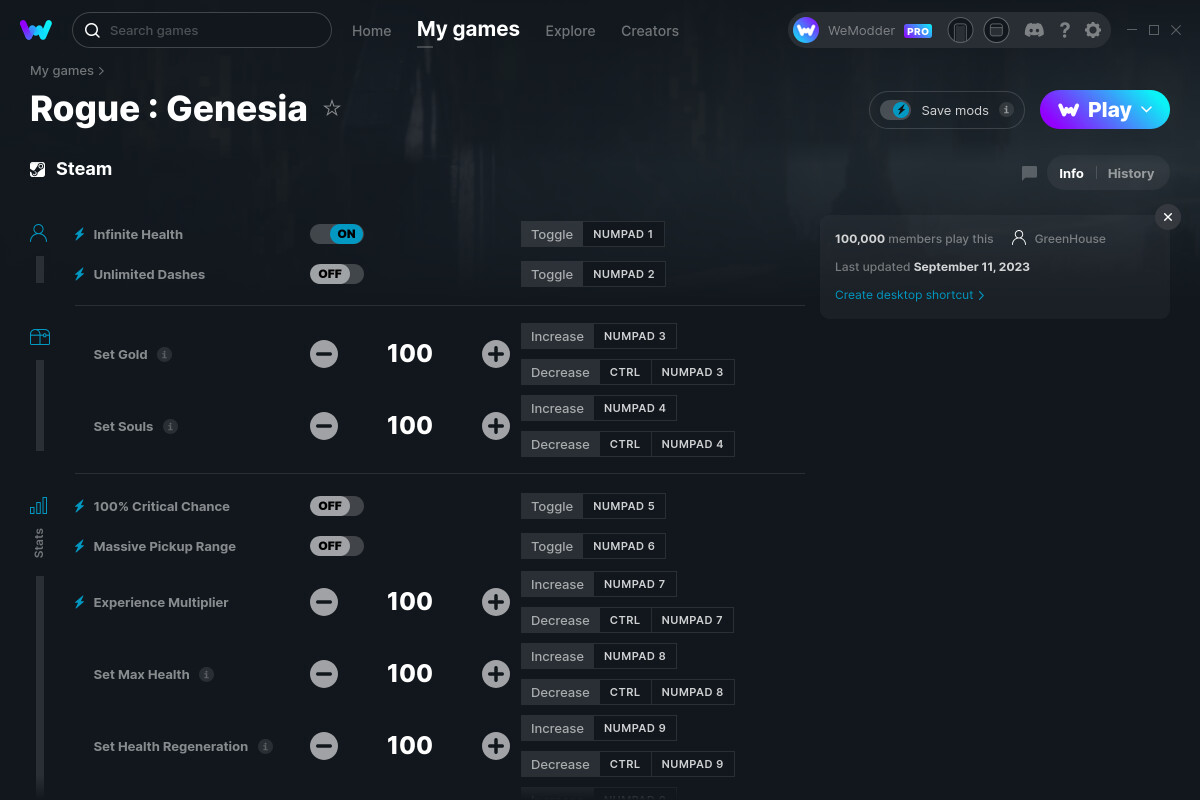 Rogue : Genesia Cheats and Trainer for Steam - Trainers - WeMod Community