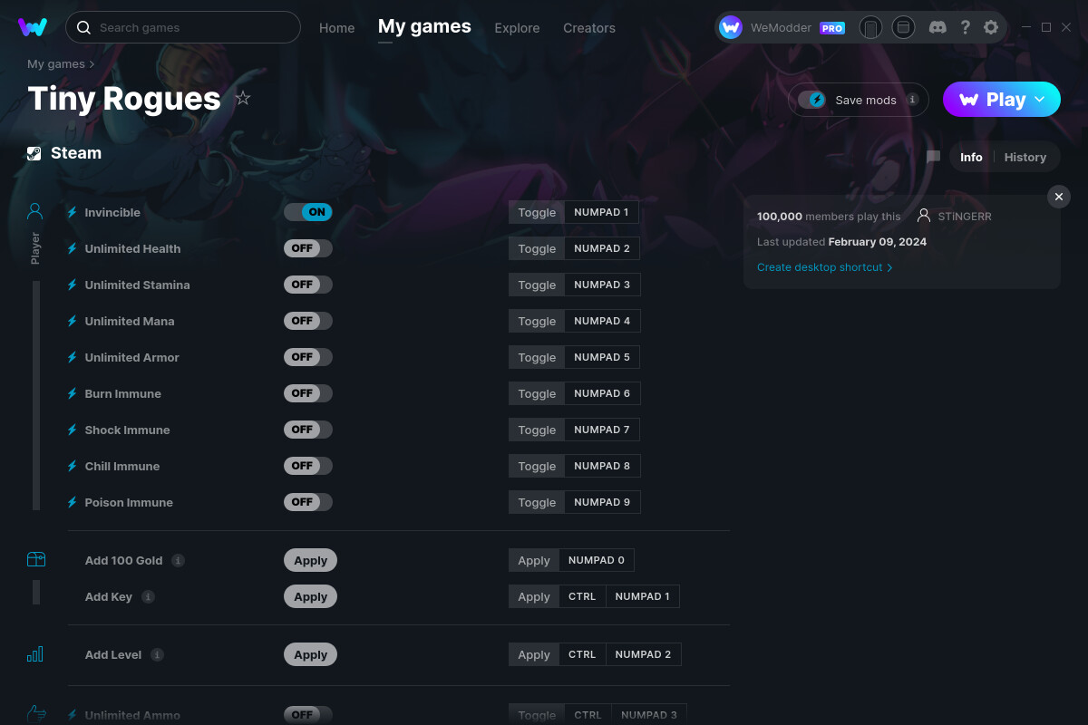 Tiny Rogues Cheats and Trainer for Steam - Trainers - WeMod Community