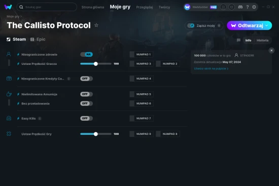 The Callisto Protocol cheatów i trainerów dla PC | WeMod