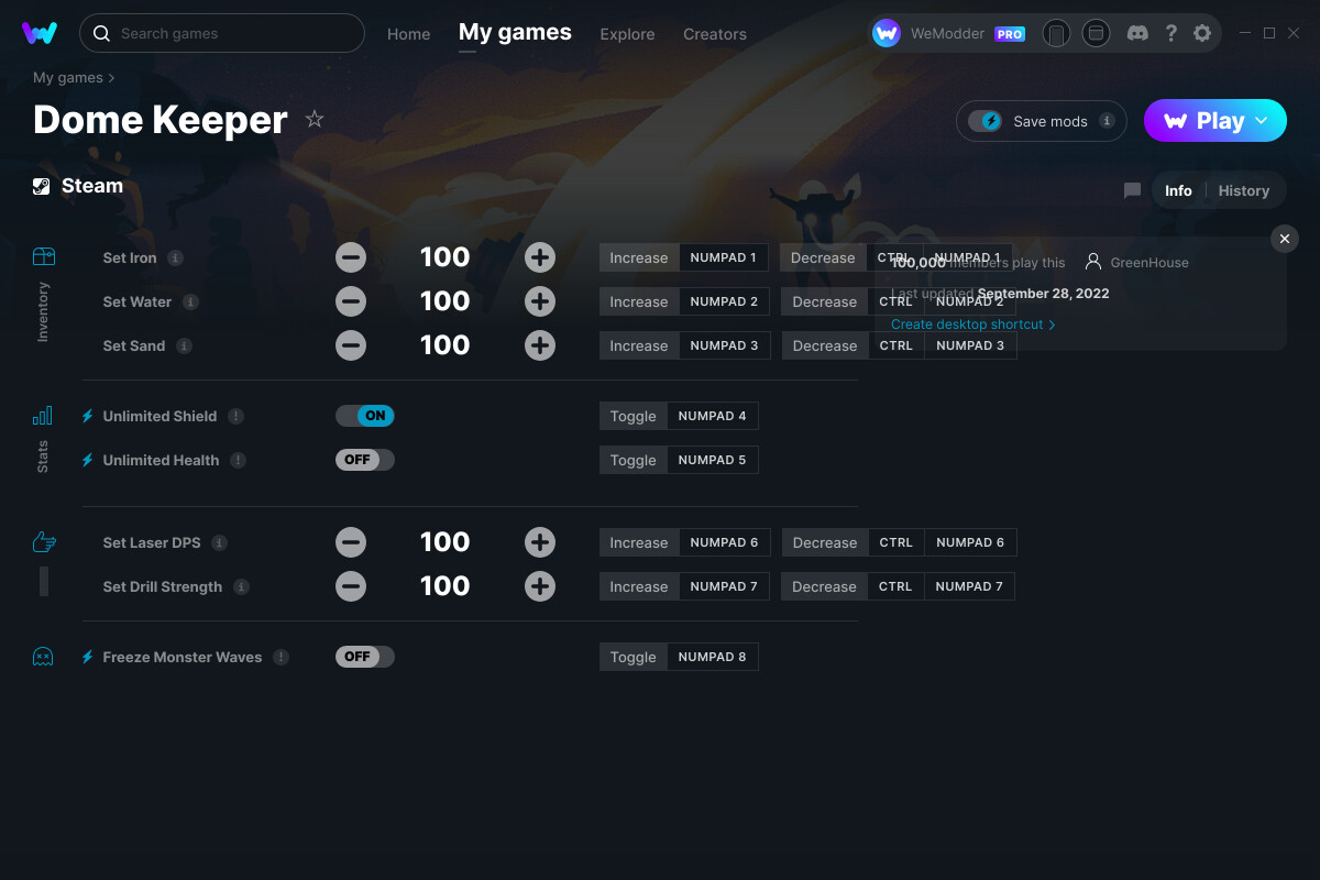 Dome Keeper Cheats and Trainer for Steam - Trainers - WeMod Community