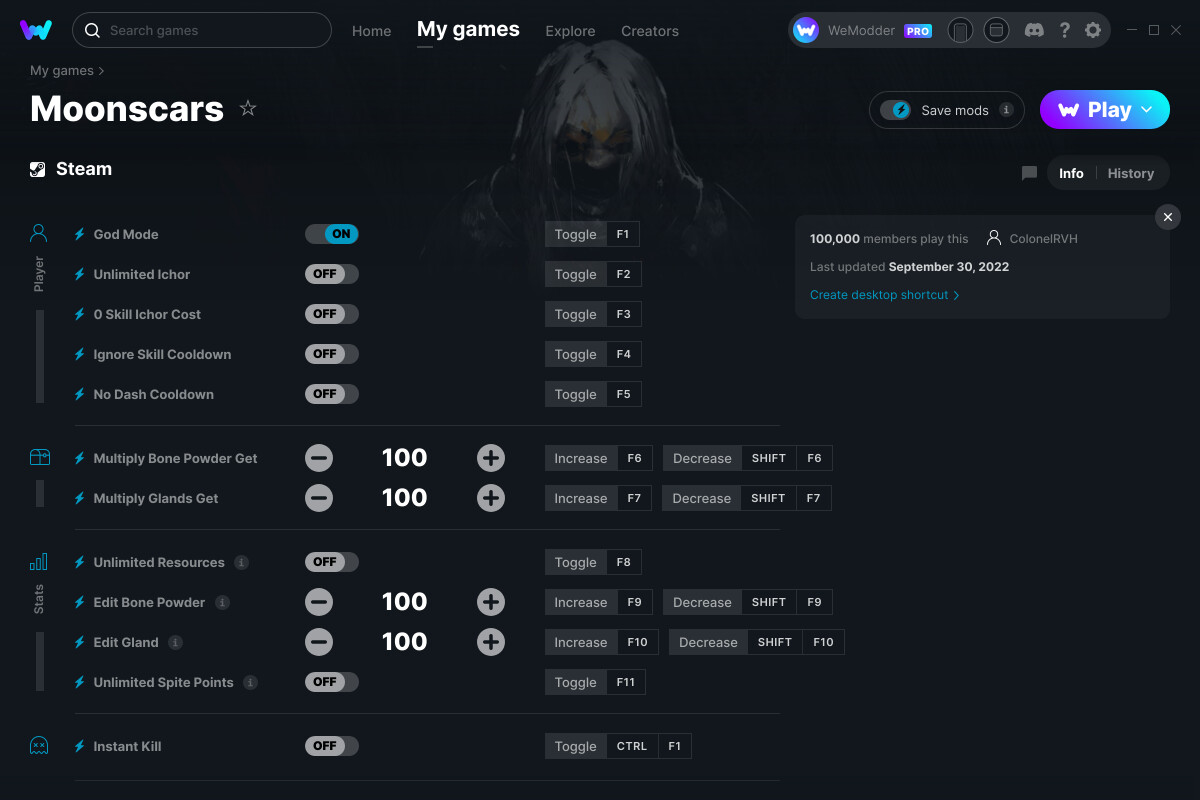 Moonscars Cheats and Trainer for Steam - Trainers - WeMod Community