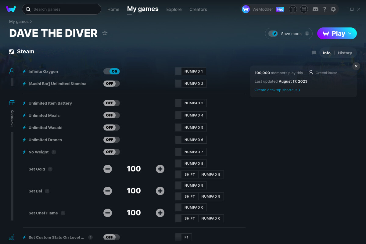 DAVE THE DIVER Cheats and Trainer for Steam - Trainers - WeMod Community