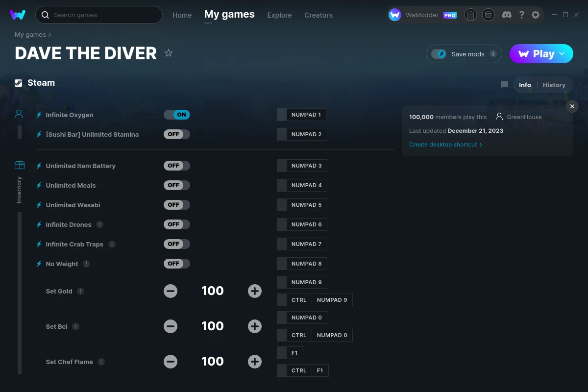 DAVE THE DIVER Cheats & Trainers for PC | WeMod