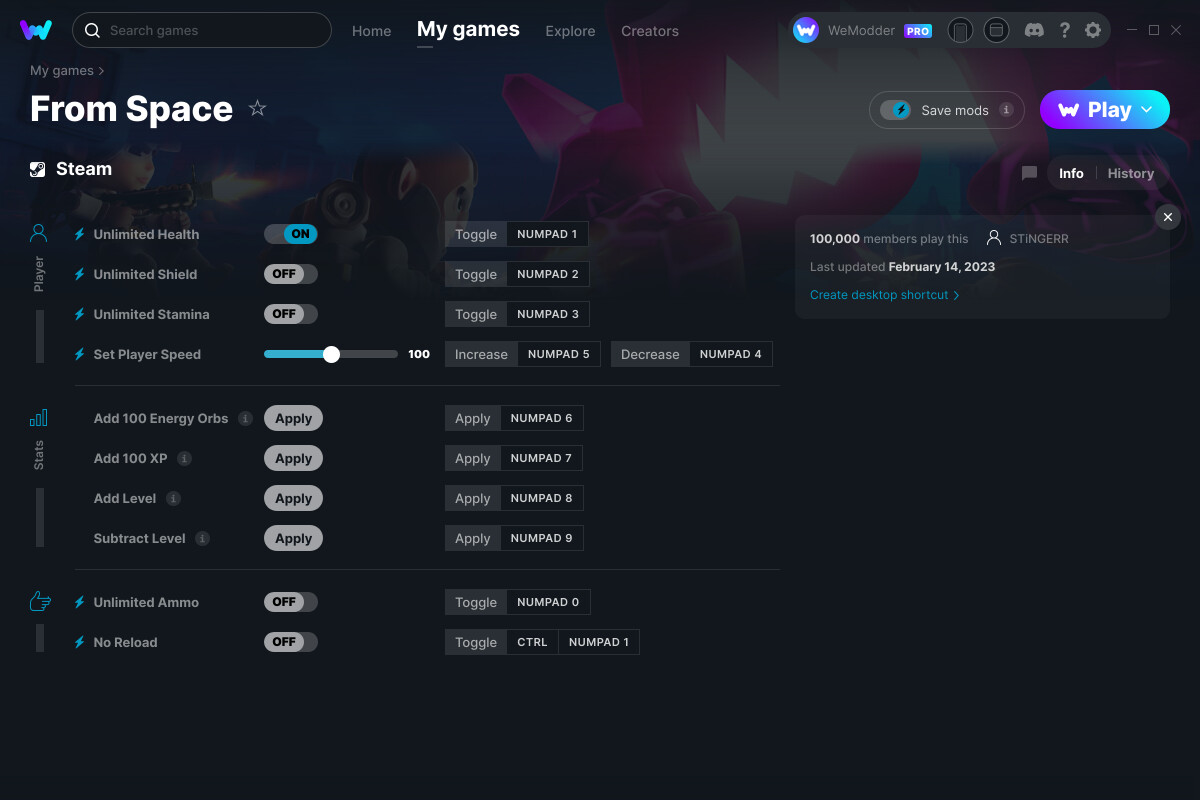 From Space Cheats and Trainer for Steam - Trainers - WeMod Community