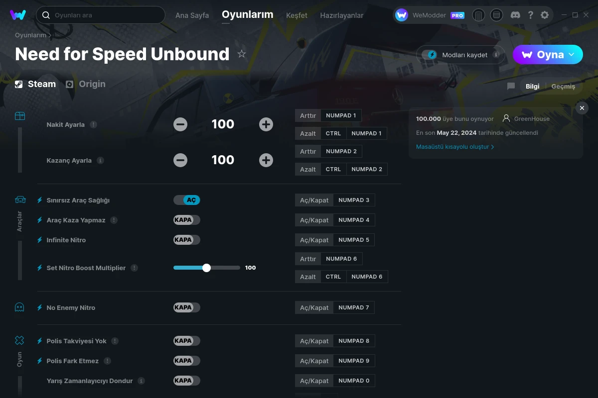 PC içinNeed for Speed Unbound Hileler ve Öğreticiler | WeMod
