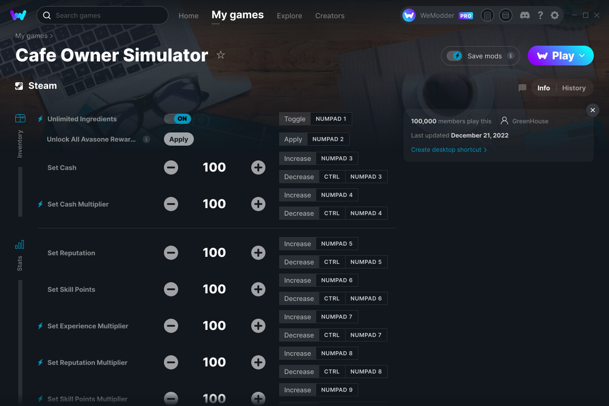 Cafe Owner Simulator Cheats and Trainer for Steam - Trainers - WeMod ...