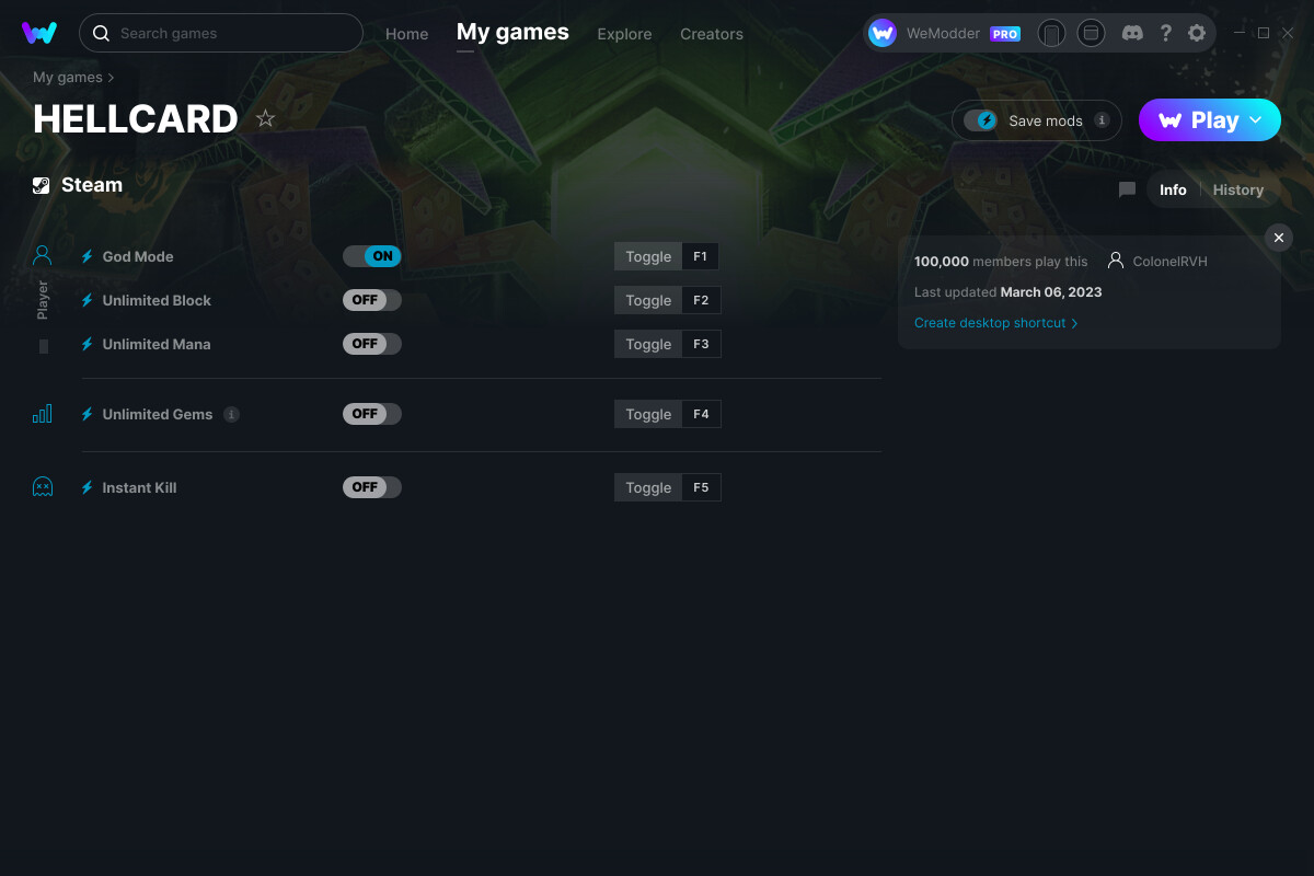 HELLCARD Cheats and Trainer for Steam - Trainers - WeMod Community