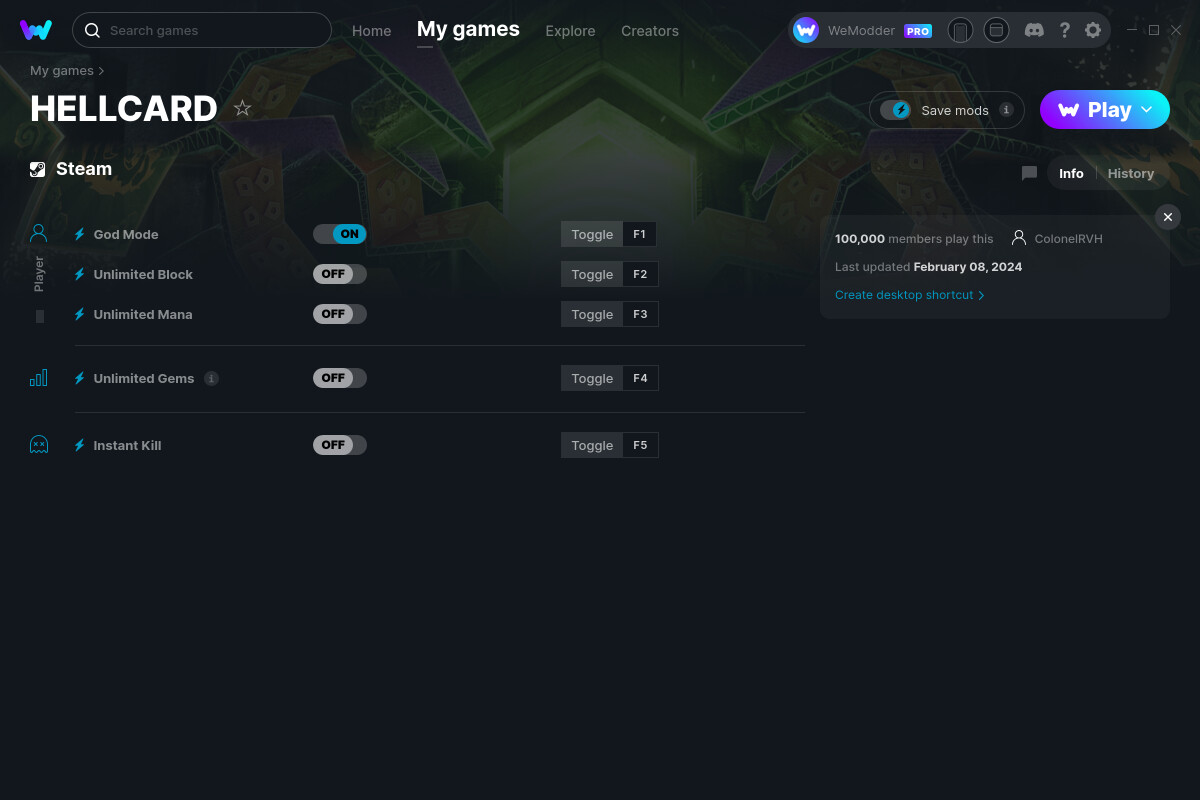 HELLCARD Cheats and Trainer for Steam - Trainers - WeMod Community