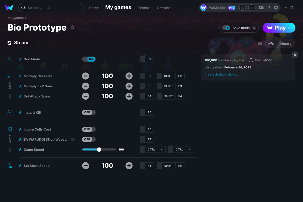 Bio Prototype Cheats and Trainer for Steam - Trainers - WeMod Community