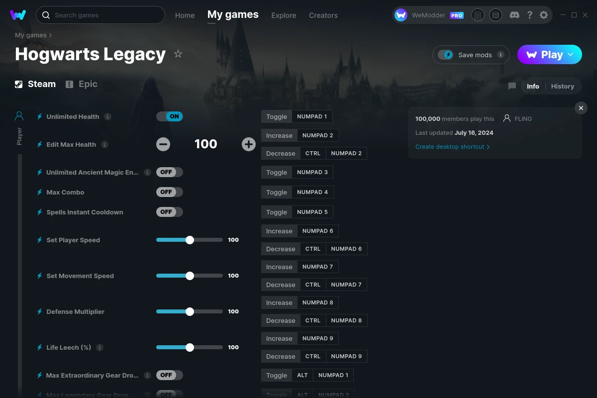 Hogwarts Legacy Cheats, Trainers and Maps for PC | WeMod