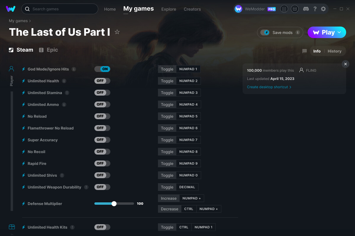 The Last of Us Part I Cheats and Trainer for Steam - Trainers - WeMod ...