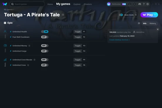 Tortuga - A Pirate's Tale Cheats & Trainers for PC | WeMod