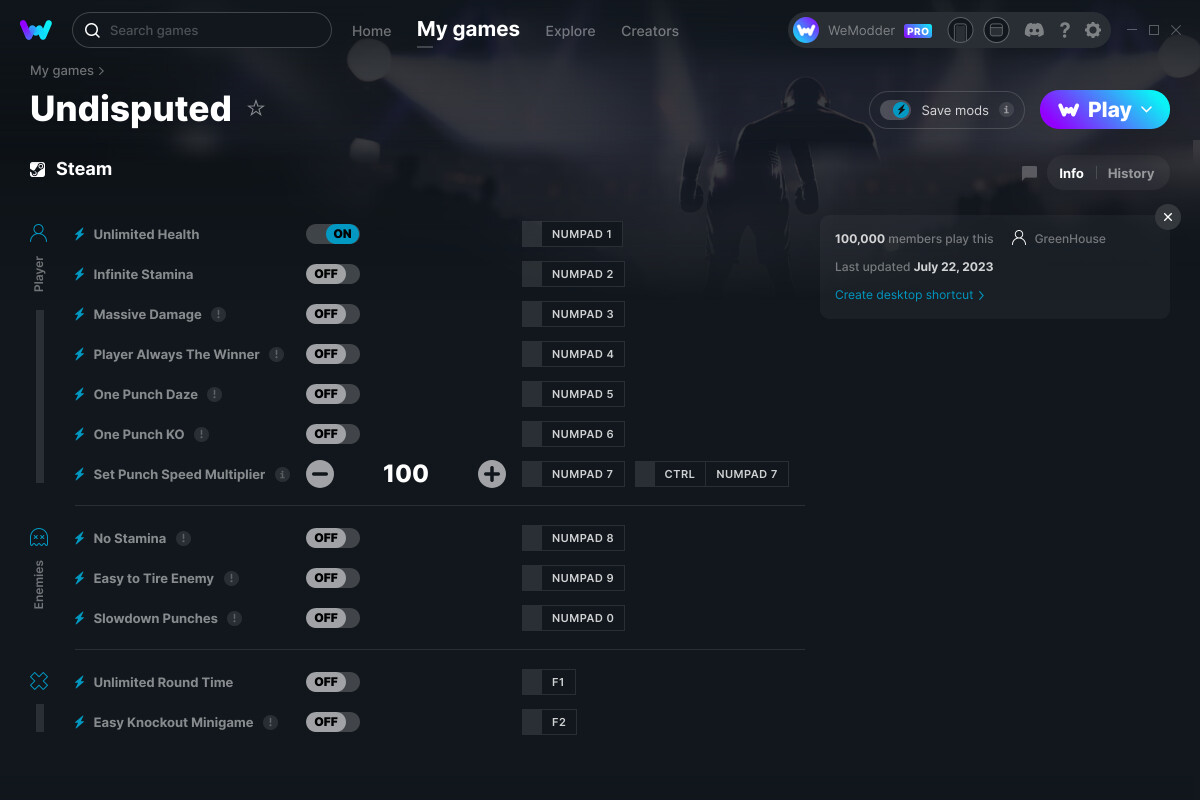 Undisputed Cheats and Trainer for Steam - Trainers - WeMod Community