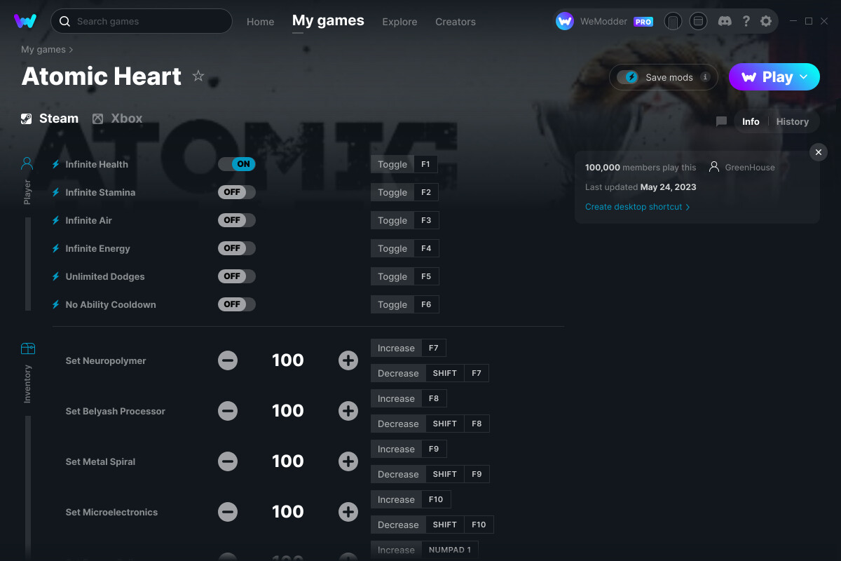 Atomic Heart Cheats and Trainer for Xbox - Trainers - WeMod Community