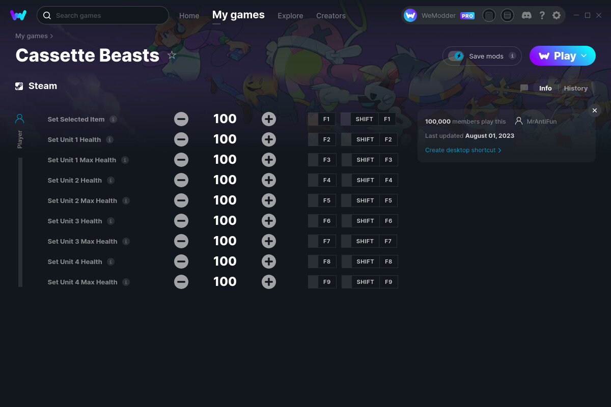 Cassette Beasts Cheats and Trainer for Steam - Trainers - WeMod Community