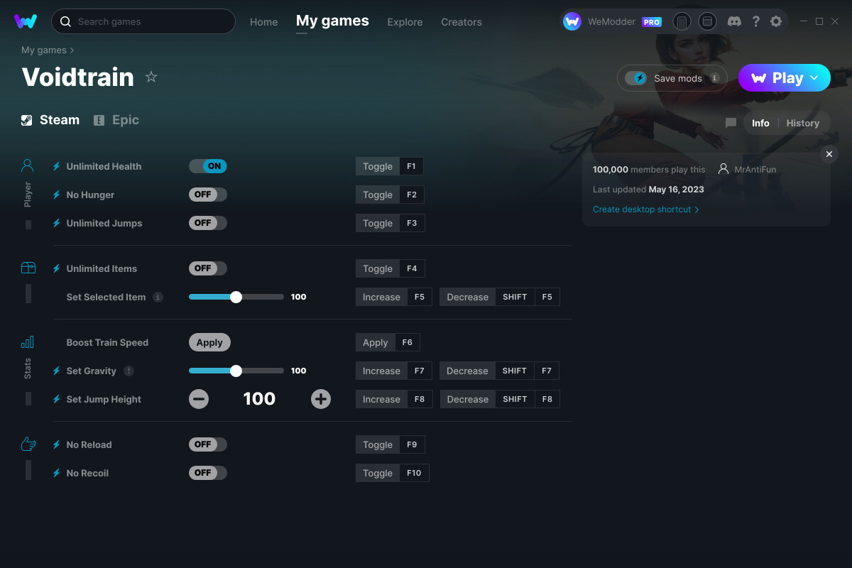 Voidtrain Cheats and Trainer for Steam - Trainers - WeMod Community