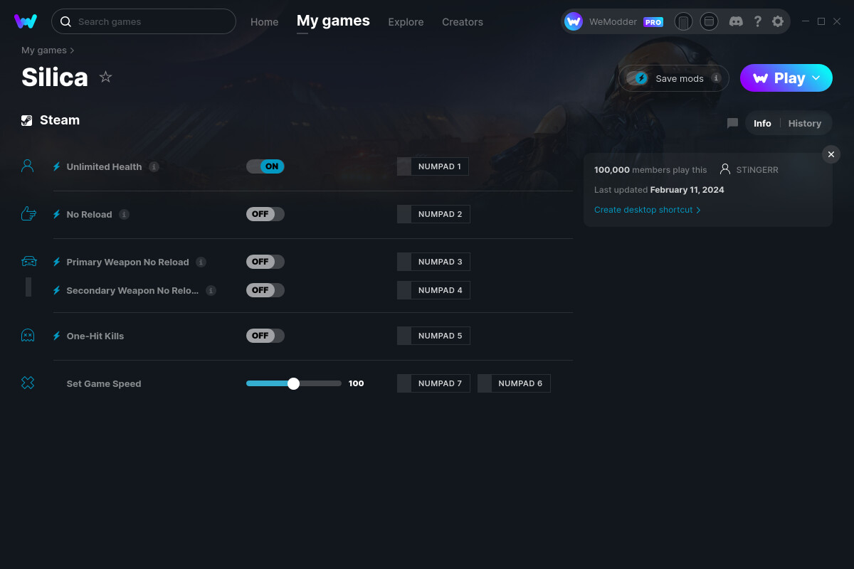 Silica Cheats and Trainer for Steam - Trainers - WeMod Community