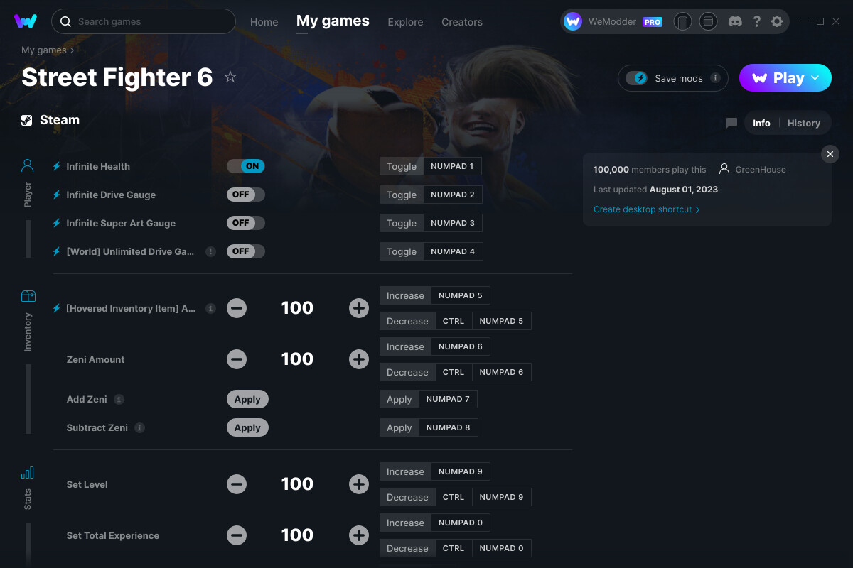 Street Fighter 6 Cheats and Trainer for Steam - Trainers - WeMod Community