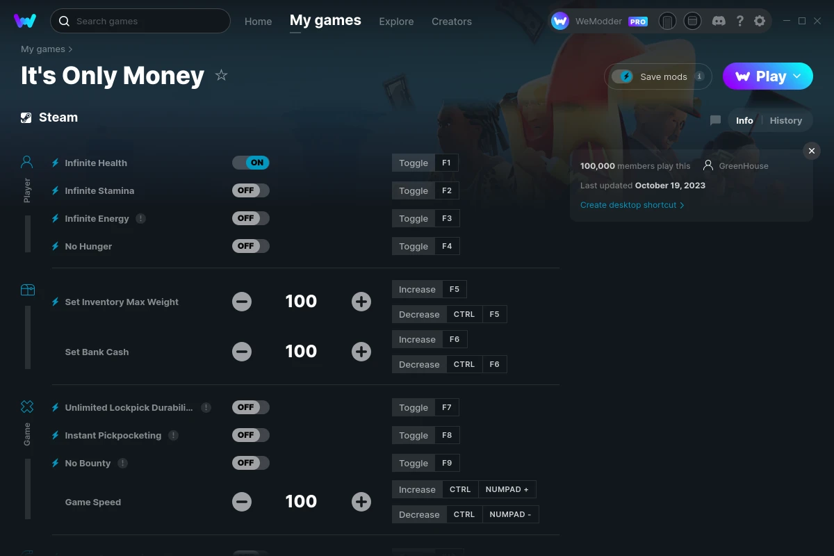 It's Only Money Cheats & Trainers for PC | WeMod