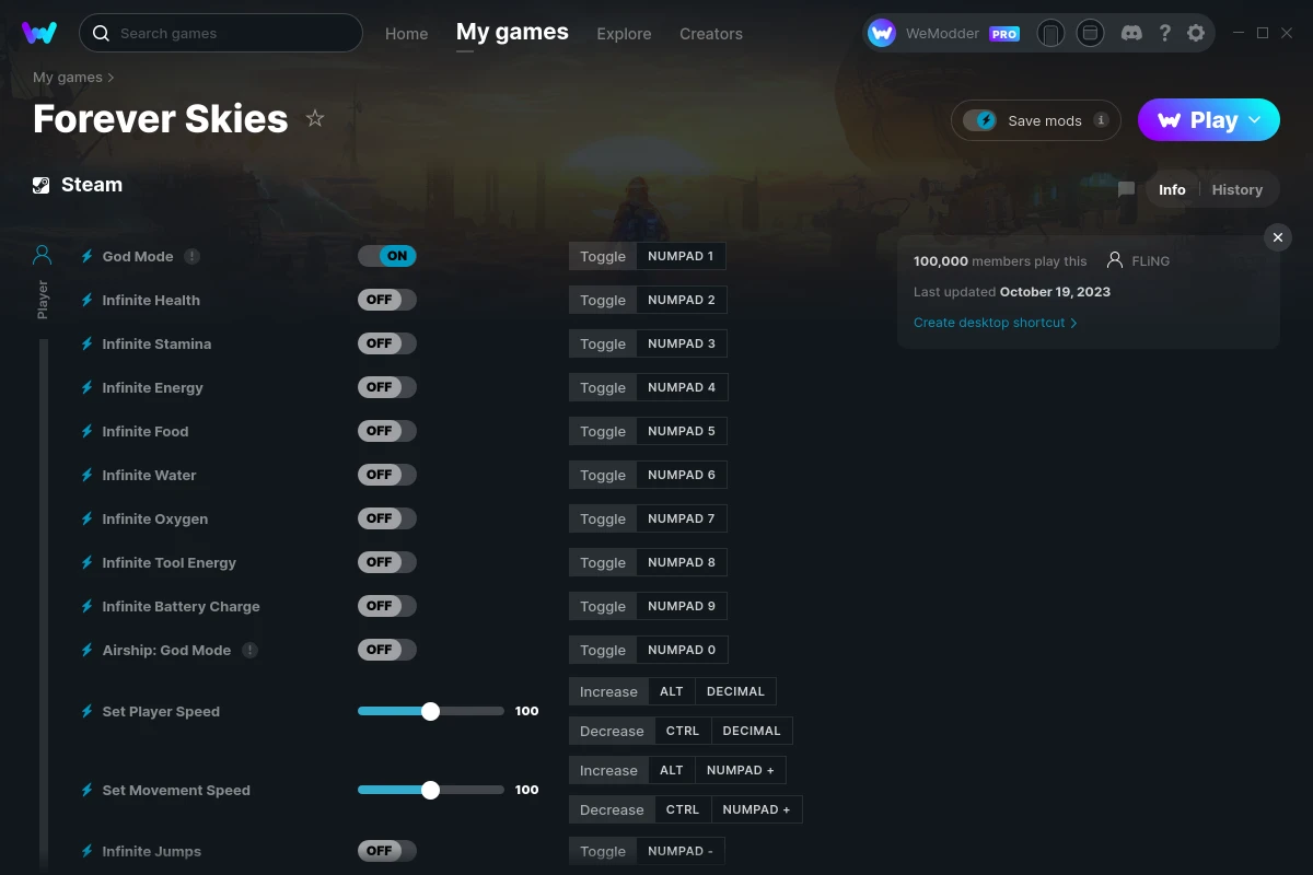 Forever Skies Cheats & Trainers for PC | WeMod