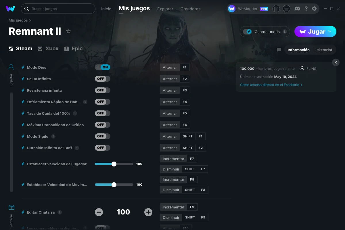 Trampas y Trainers de Remnant II para PC | WeMod