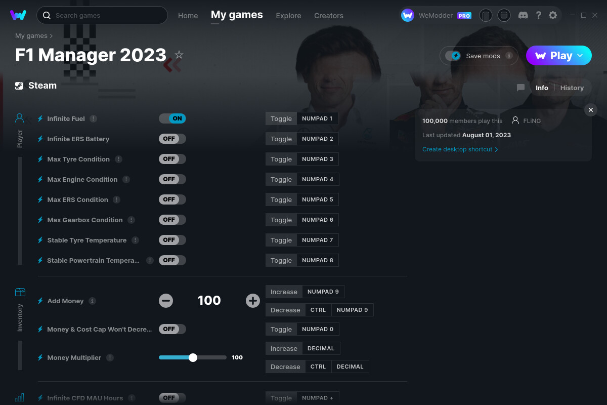 F1 Manager 2023 Cheats and Trainer for Steam - Trainers - WeMod Community