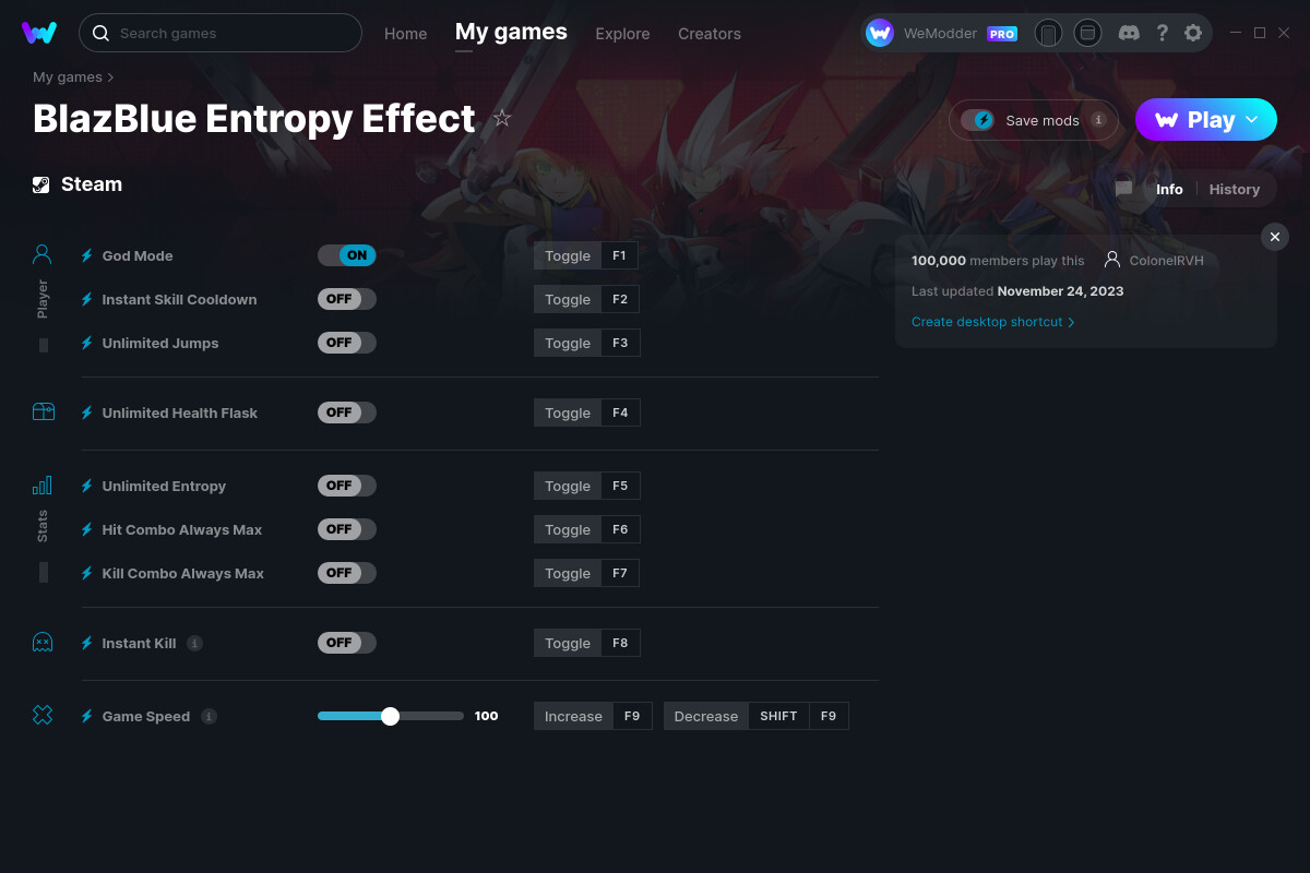 BlazBlue Entropy Effect Cheats and Trainer for Steam - Trainers - WeMod Community