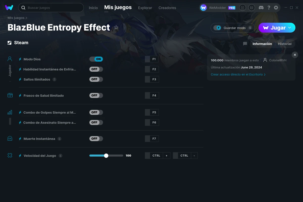 Trampas y Trainers de BlazBlue Entropy Effect para PC | WeMod