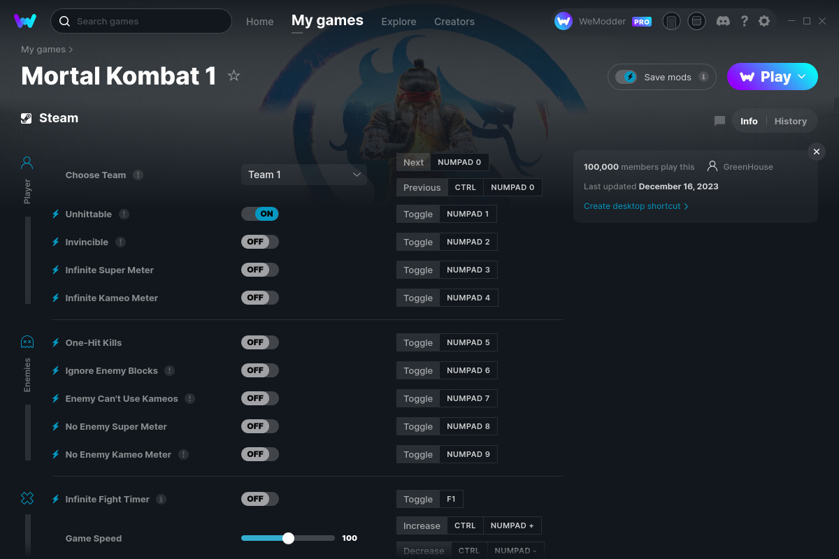 Mortal Kombat 1 Cheats and Trainer for Steam - Trainers - WeMod Community