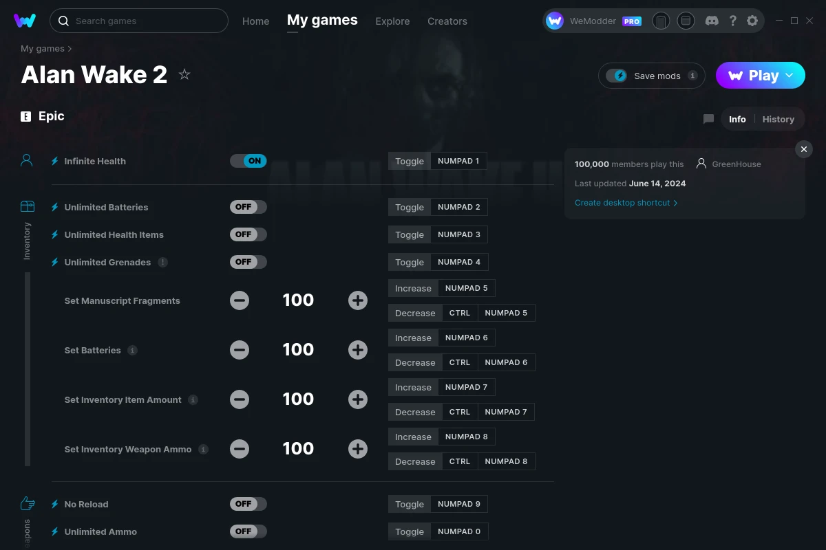 Alan Wake 2 Cheats & Trainers for PC | WeMod