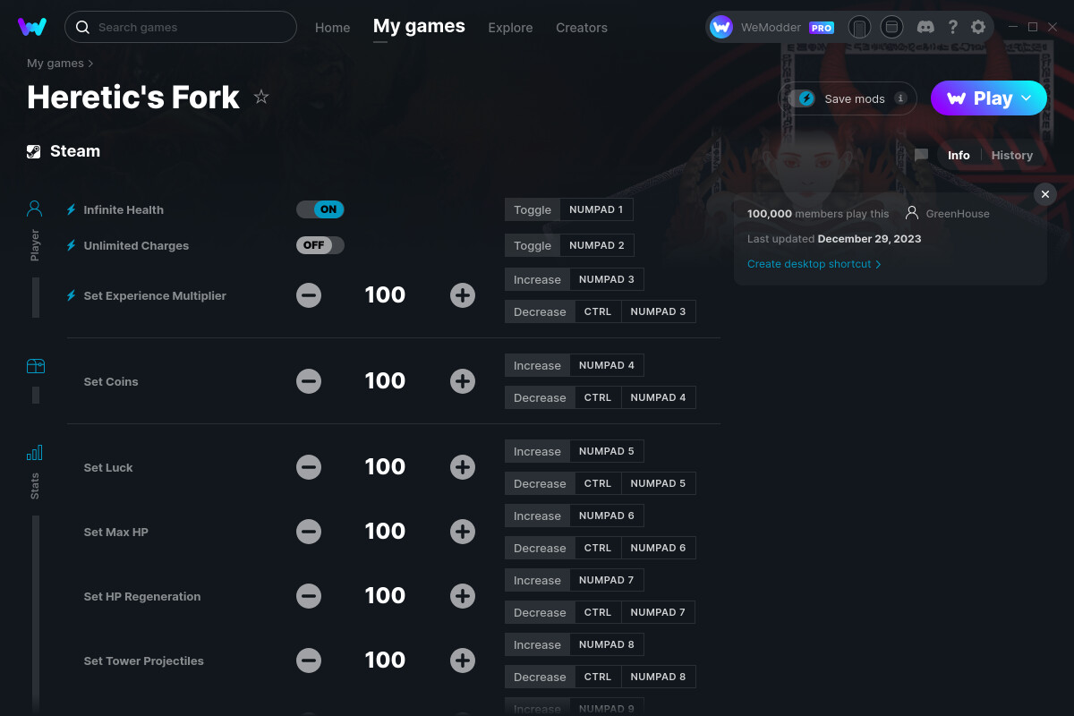 Heretic's Fork Cheats and Trainer for Steam - Trainers - WeMod Community