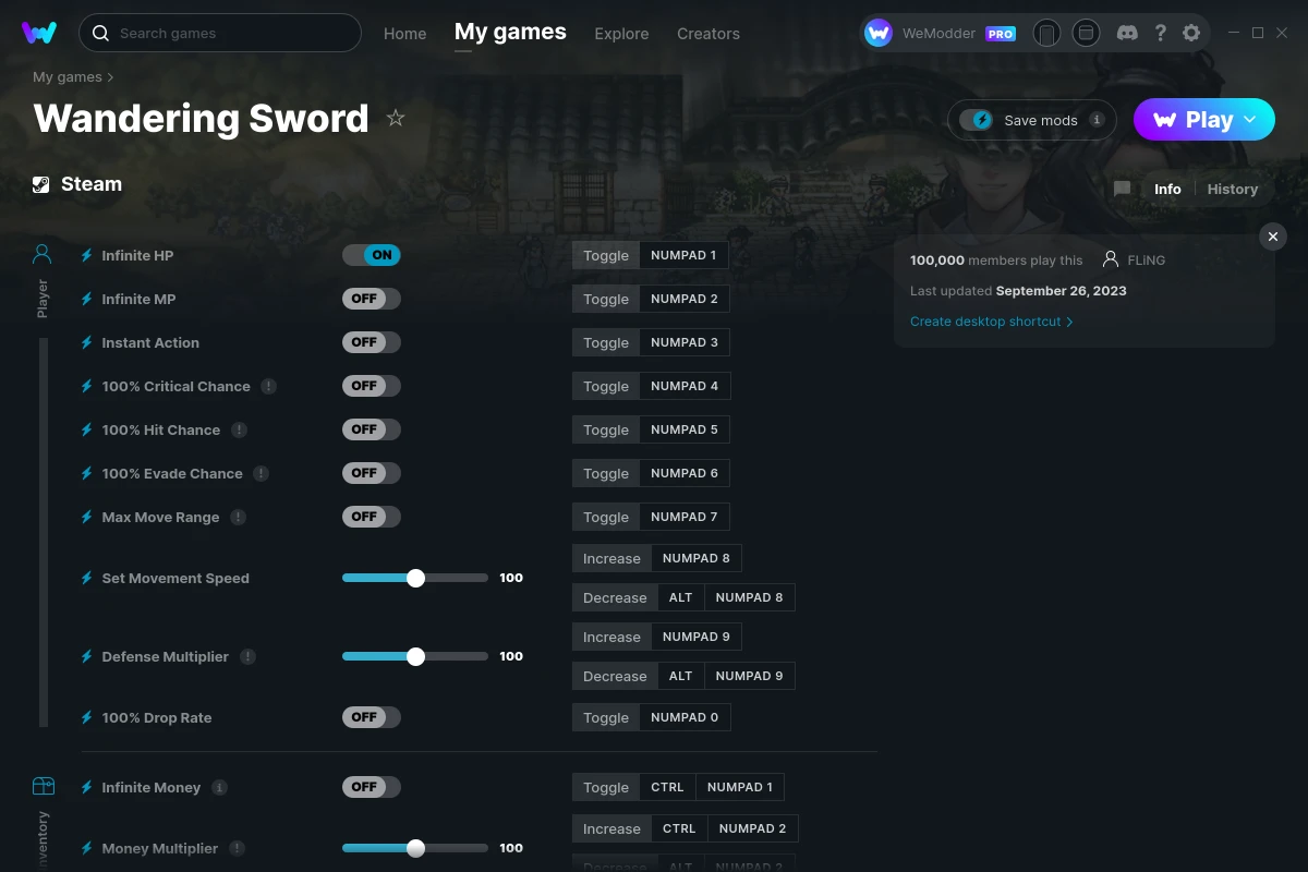 Wandering Sword Cheats & Trainers for PC | WeMod