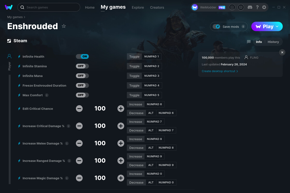 Enshrouded Cheats and Trainer for Steam - Trainers - WeMod Community