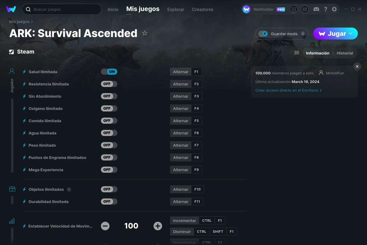 Trampas y Trainers de ARK: Survival Ascended para PC | WeMod