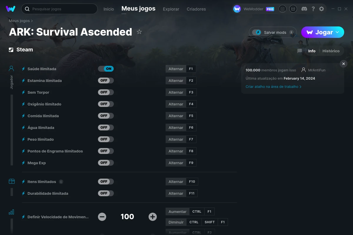 Cheats e Trainers para ARK: Survival Ascended no PC - WeMod