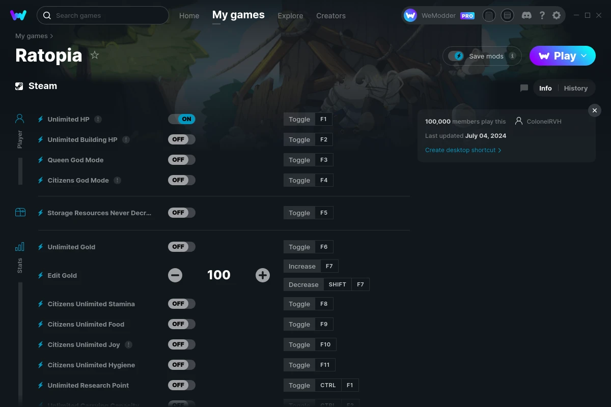 Ratopia Cheats & Trainers for PC | WeMod