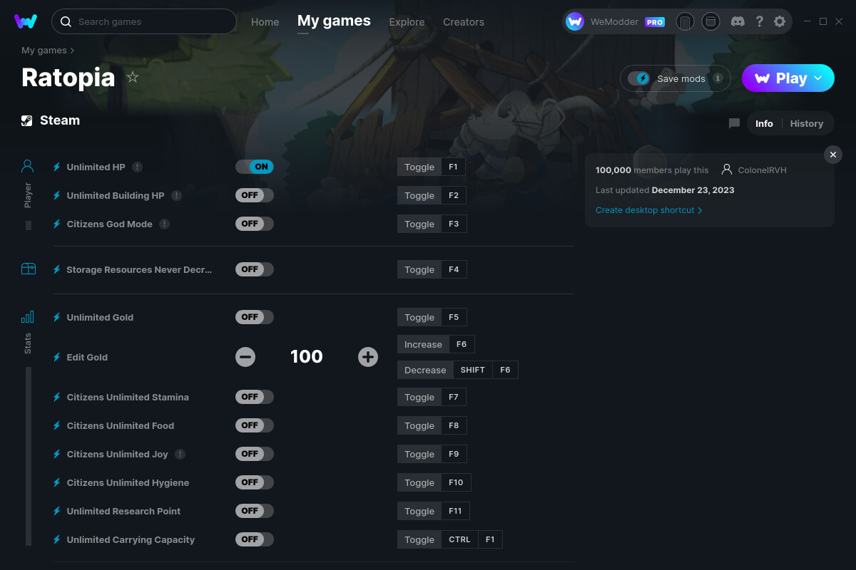 Ratopia Cheats and Trainer for Steam - Trainers - WeMod Community