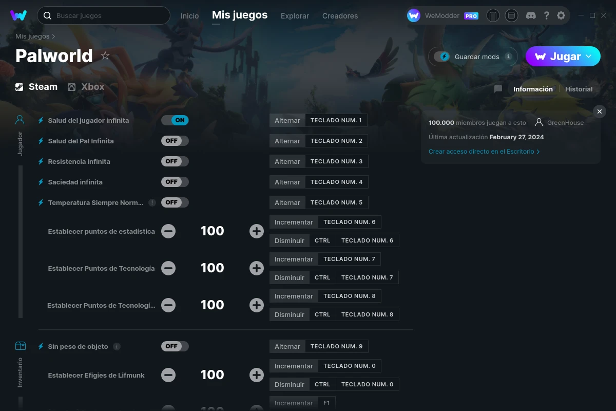 Trampas y Trainers de Palworld para PC | WeMod
