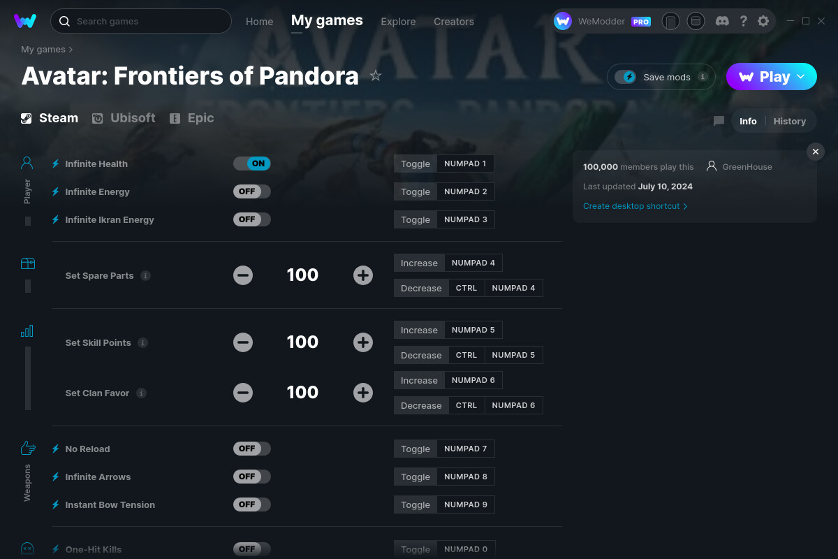 Avatar: Frontiers of Pandora Cheats and Trainer for Ubisoft - Trainers - WeMod Community