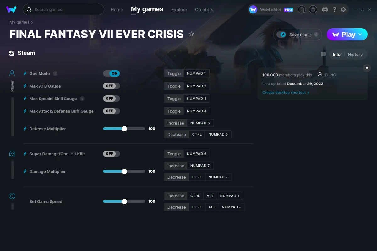 FINAL FANTASY VII EVER CRISIS Cheats & Trainers for PC | WeMod