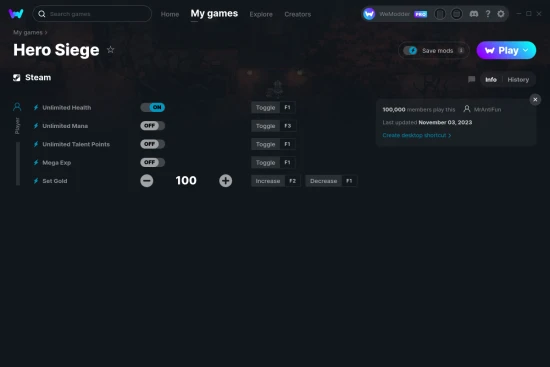 Hero Siege Cheats & Trainers for PC | WeMod