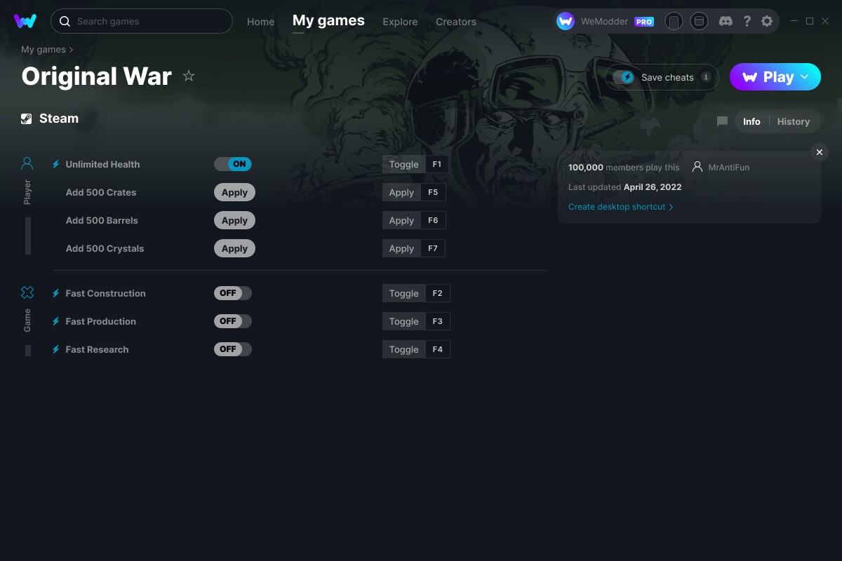 Original War Cheats and Trainer for Steam - Trainers - WeMod Community