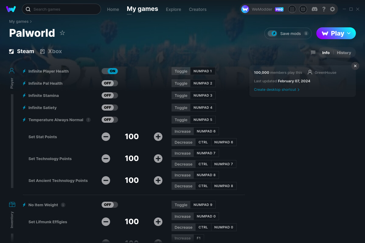 Palworld Cheats and Trainer for Xbox - Trainers - WeMod Community