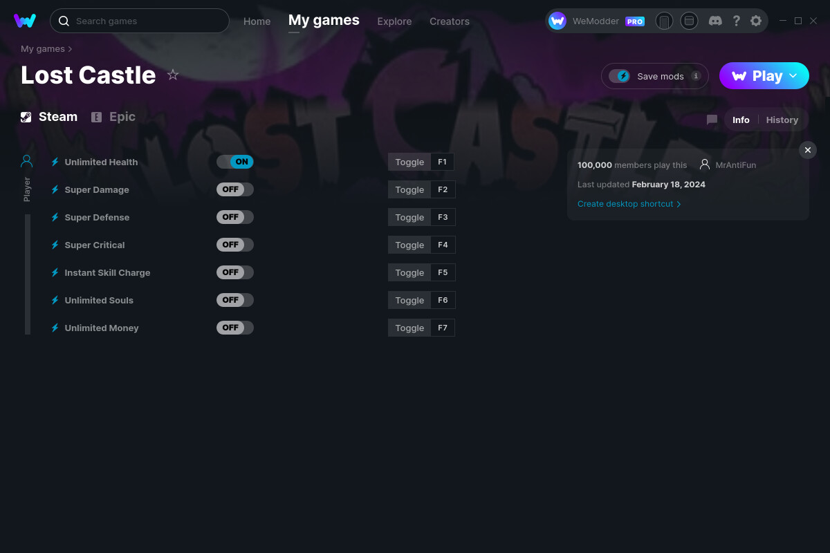 Lost Castle Cheats and Trainer for Epic Games - Trainers - WeMod Community