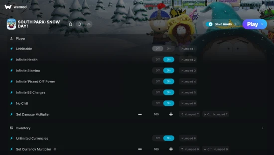 SOUTH PARK: SNOW DAY! Cheats & Trainers for PC | WeMod